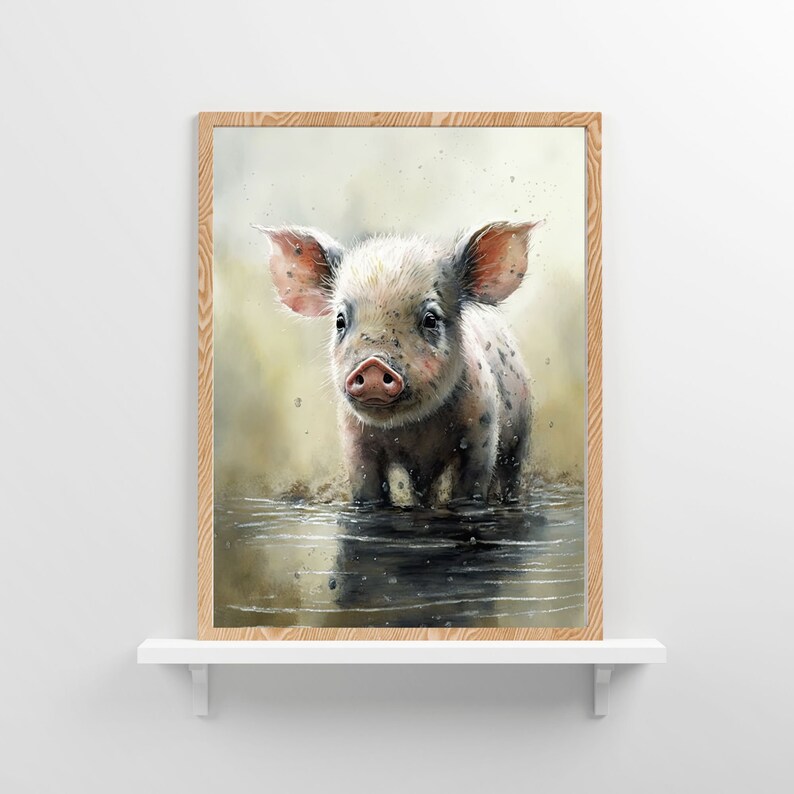 Piglet Water Color Painting, Housewarming Gift, Digital Art, Digital ...