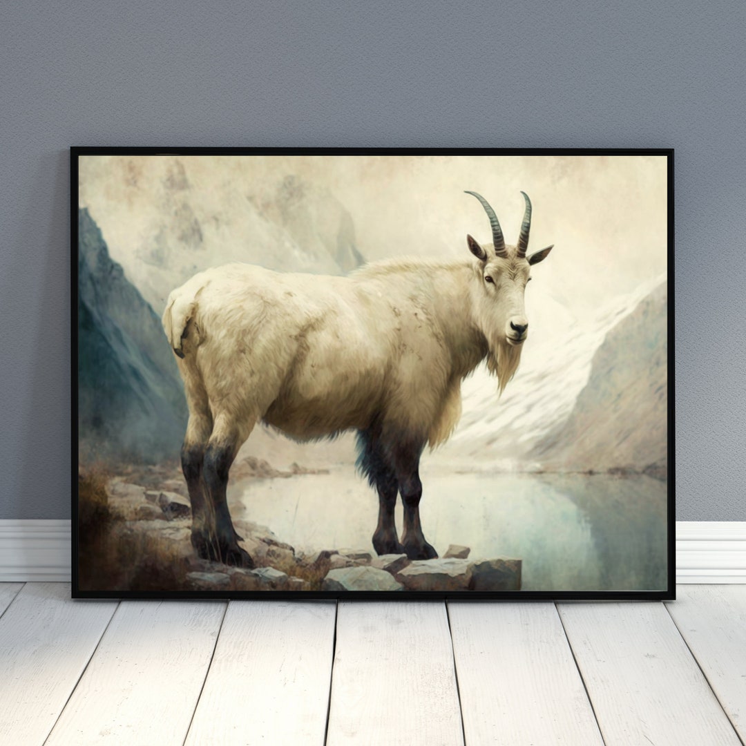 Mountain Goat Oil Painting Vintage Print, Vintage Art, Printable Art ...