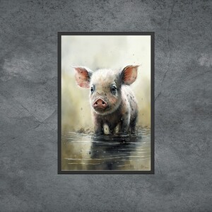 Piglet Water Color Painting, Housewarming Gift, Digital Art, Digital ...