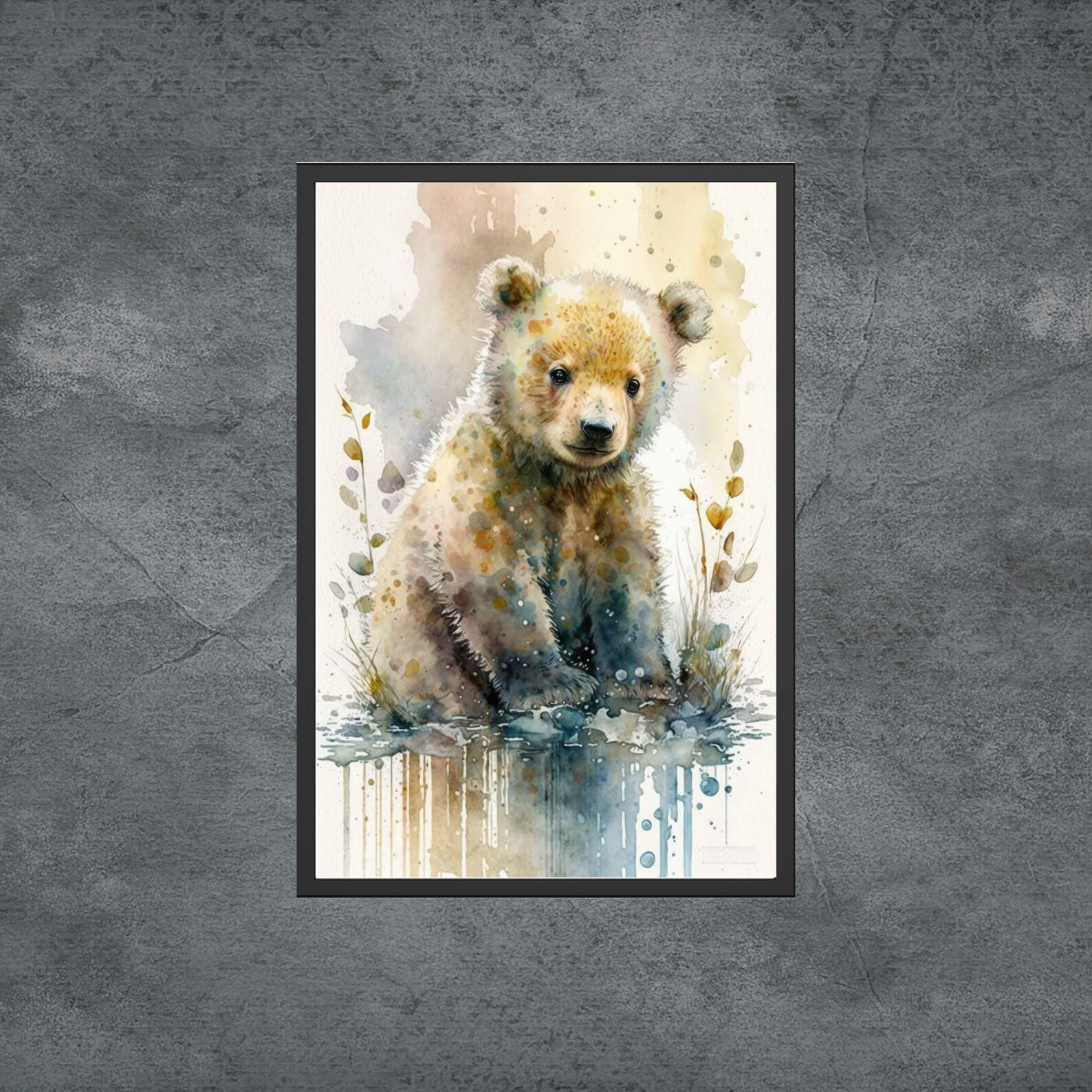 Grizzly Bear Cub Water Color Painting, Wall Art, Digital Print, Digital ...