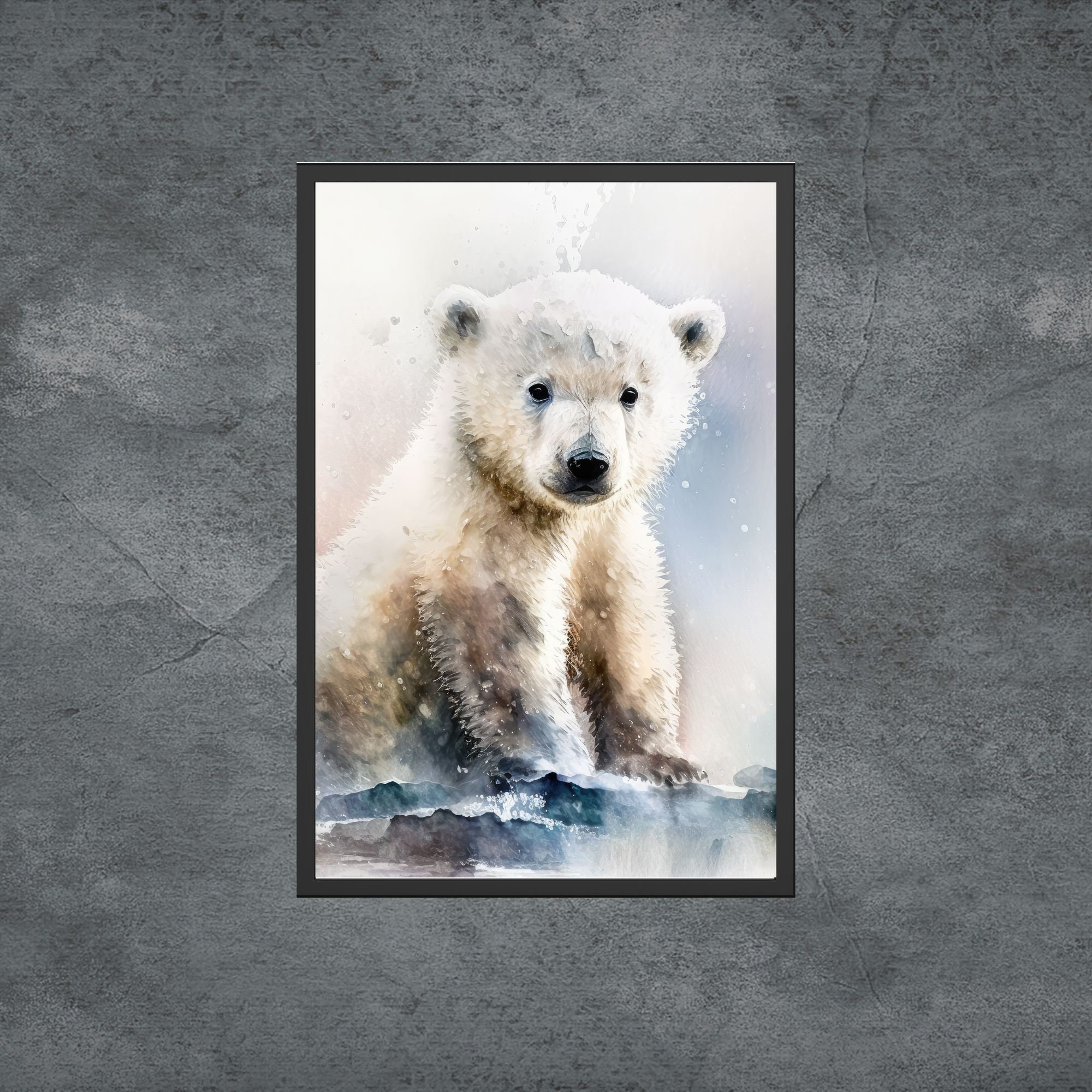 Polar Bear Cub Water Color Painting, Housewarming Gift, Digital Print ...