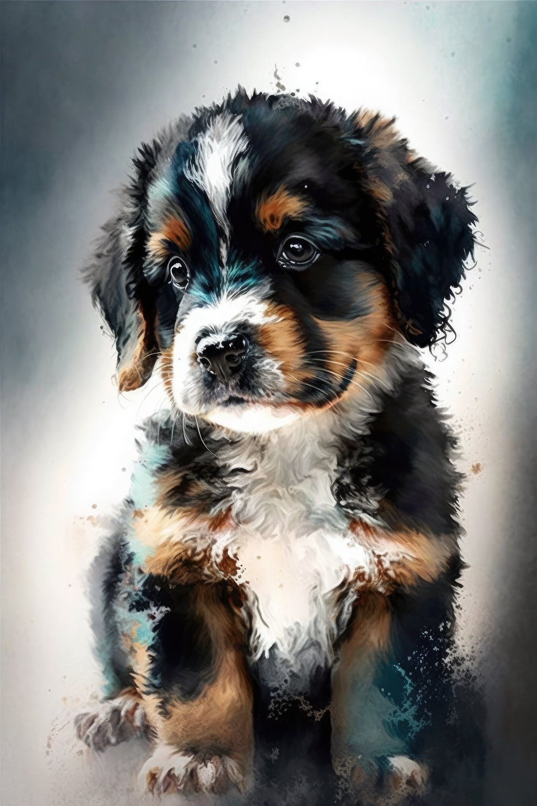 Puppy Water Color Painting, Housewarming Gift, Digital Art, Digital ...