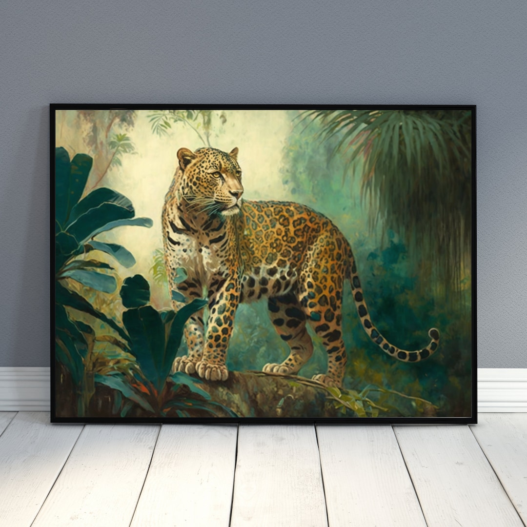 Leopard Oil Painting Vintage Print, Vintage Art, Printable Art, Rustic ...