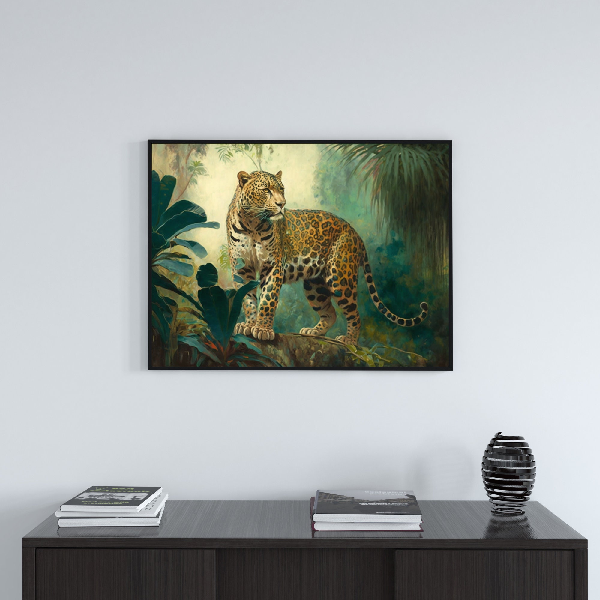 Leopard Oil Painting Vintage Print, Vintage Art, Printable Art, Rustic ...