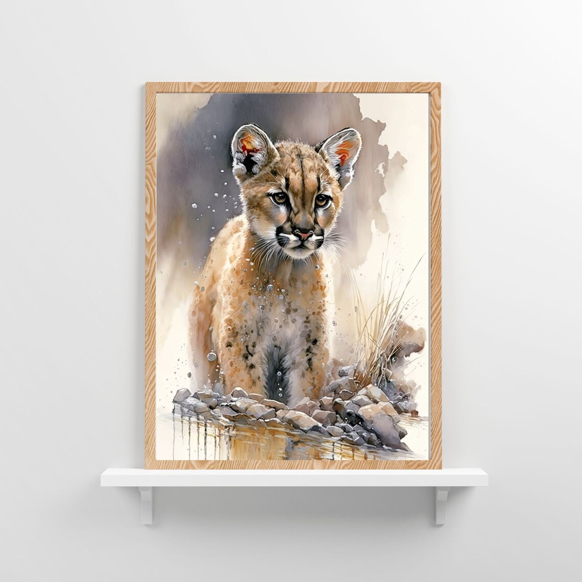 Puma Cub Water Color Painting, Housewarming Gift, Digital Art, Digital ...