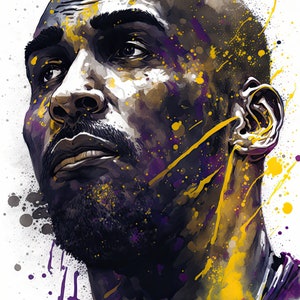 Kobe Bryant Water Color Portrait, Kobe Wall Art, Kobe Printable, Kobe ...