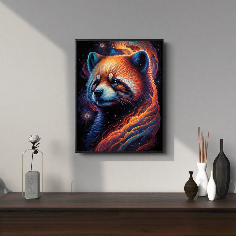 Psychedelic Red Panda Oil Painting, Digital Art Print, Ai Generated ...