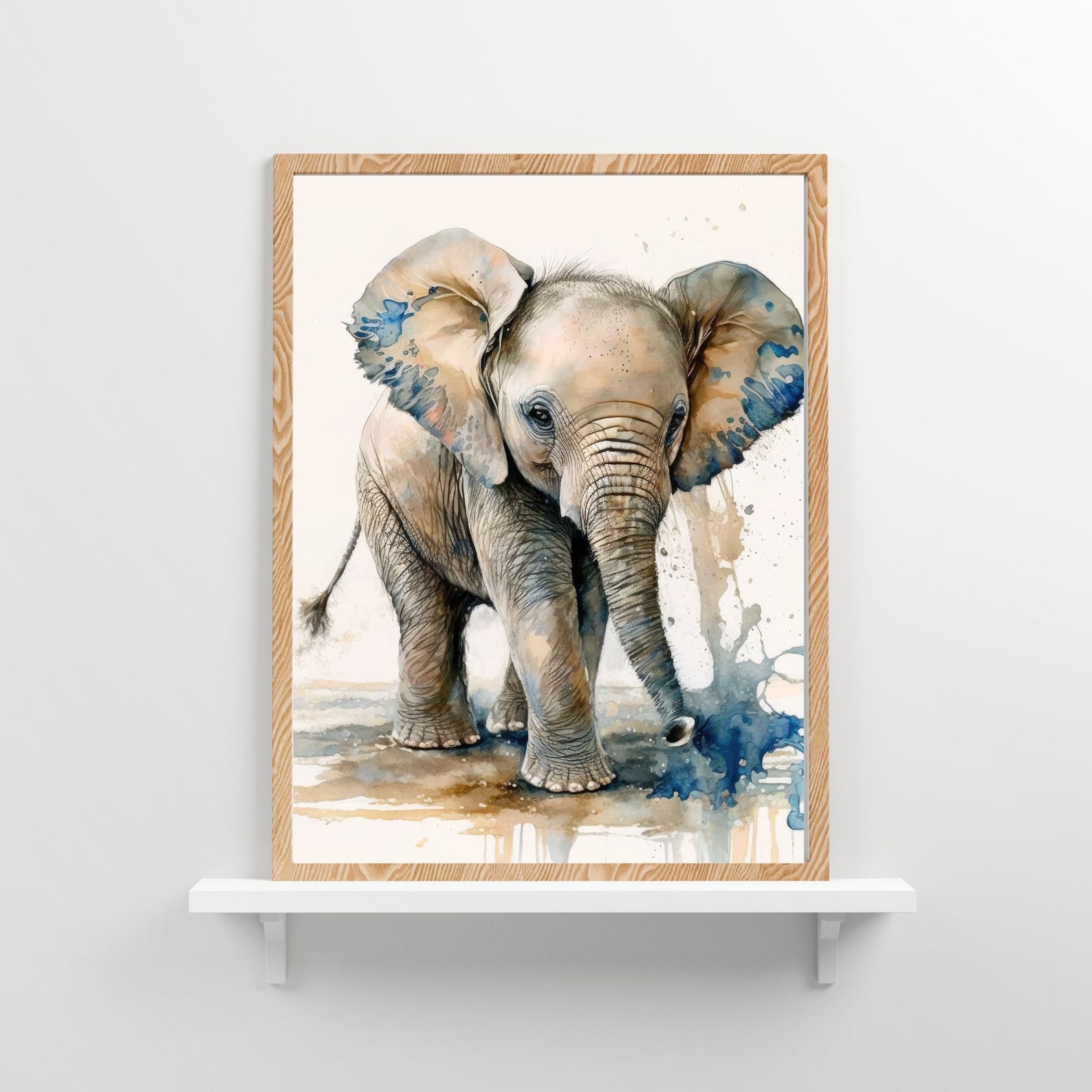 Baby Elephant Water Color Painting Digital Art Digital - Etsy