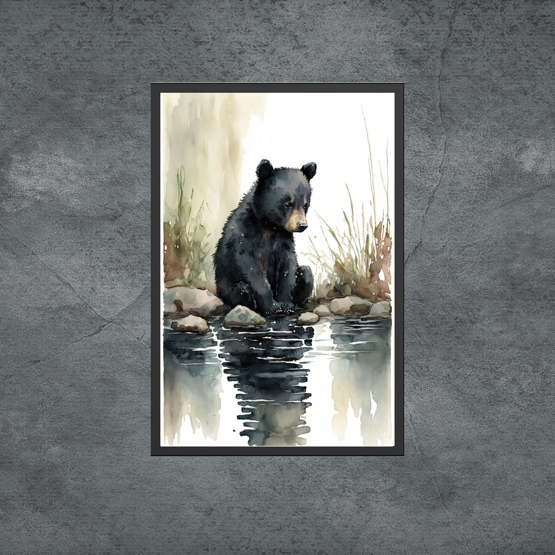Black Bear Cub Water Color Painting Housewarming Gift - Etsy