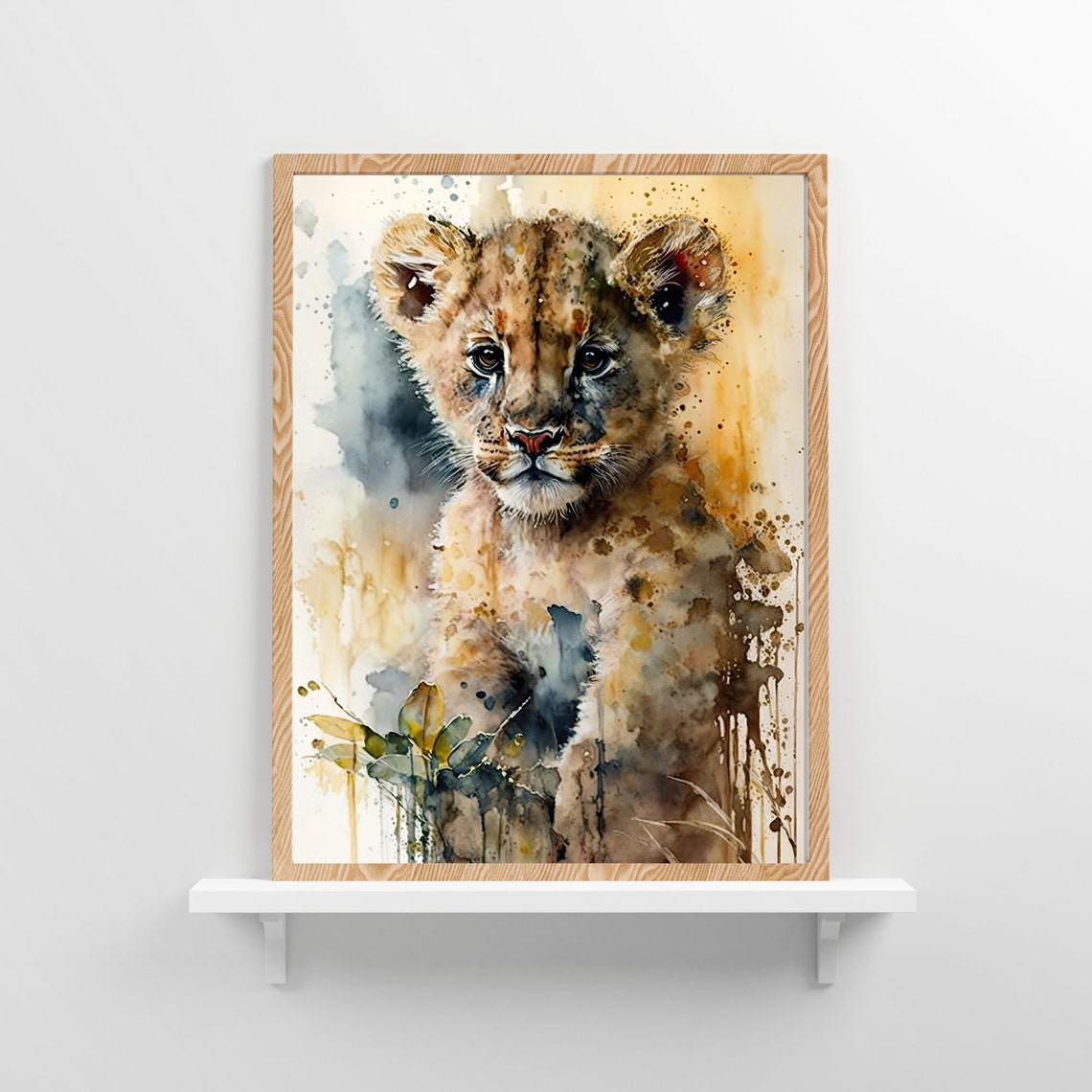 Lion Cub Water Color Painting Housewarming Gift Digital Art - Etsy