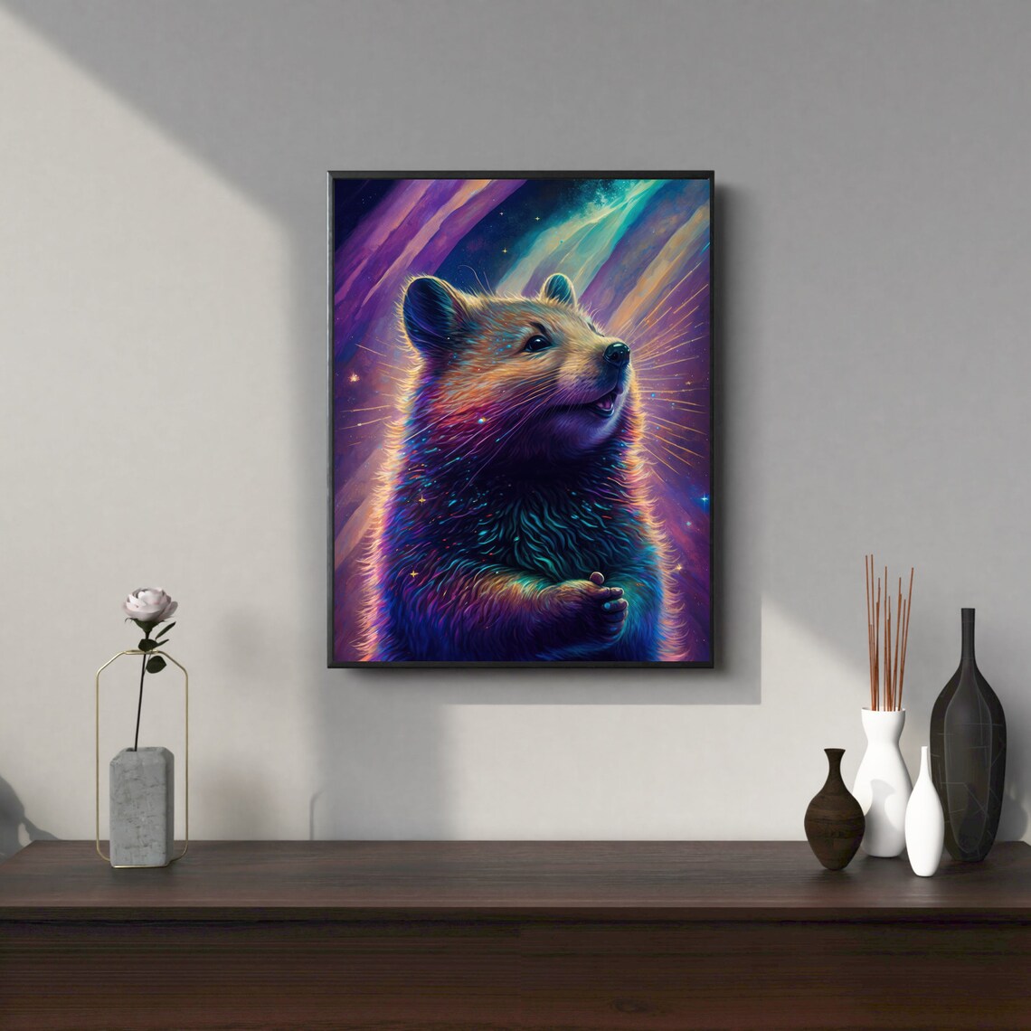 Psychedelic Quokka Oil Painting, Digital Art Print, Ai Generated, Wall ...
