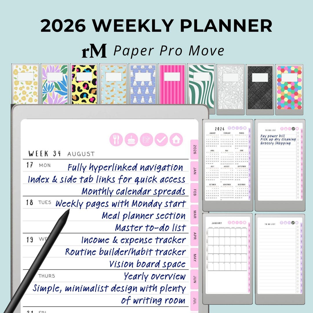 Hyperlinked Digital Planner 2026 for Remarkable Paper Pro Move | Medium ...