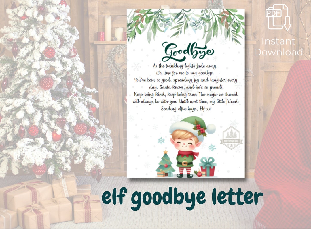 Goodbye Elf Letter, Elf Farewell Letter, Elf Departure Letter, Goodbye ...