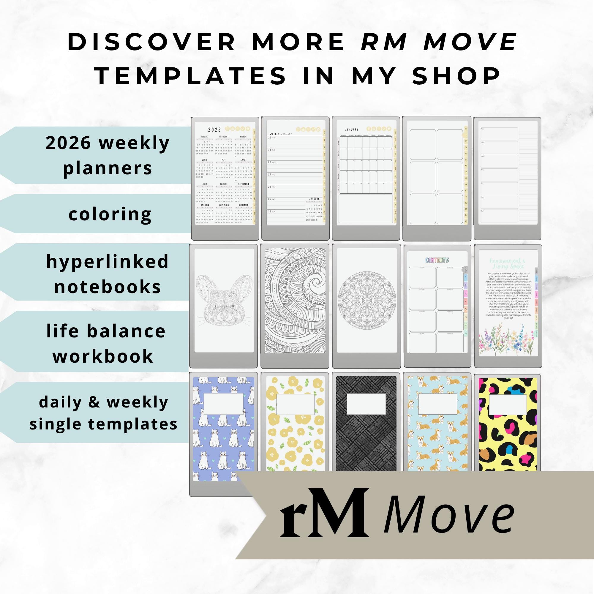 Remarkable Paper Pro Move Planner Templates: Weekly Layouts (PDF) - Etsy