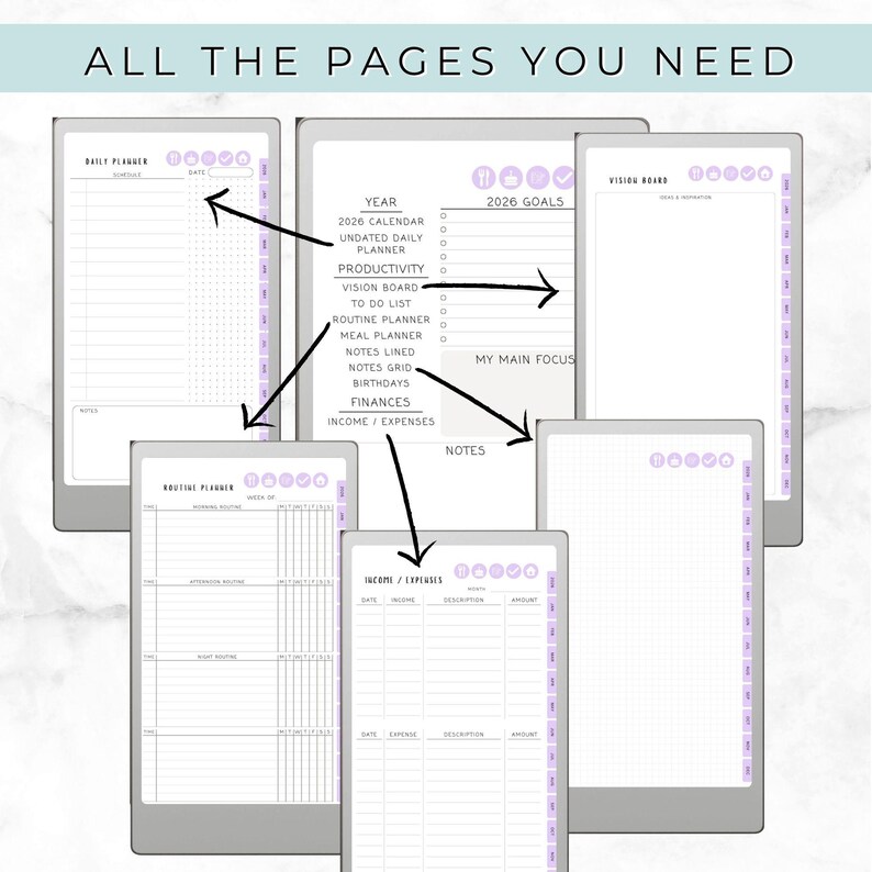 2026 Digital Planner for Remarkable Paper Pro MOVE | WEEKLY Planner ...