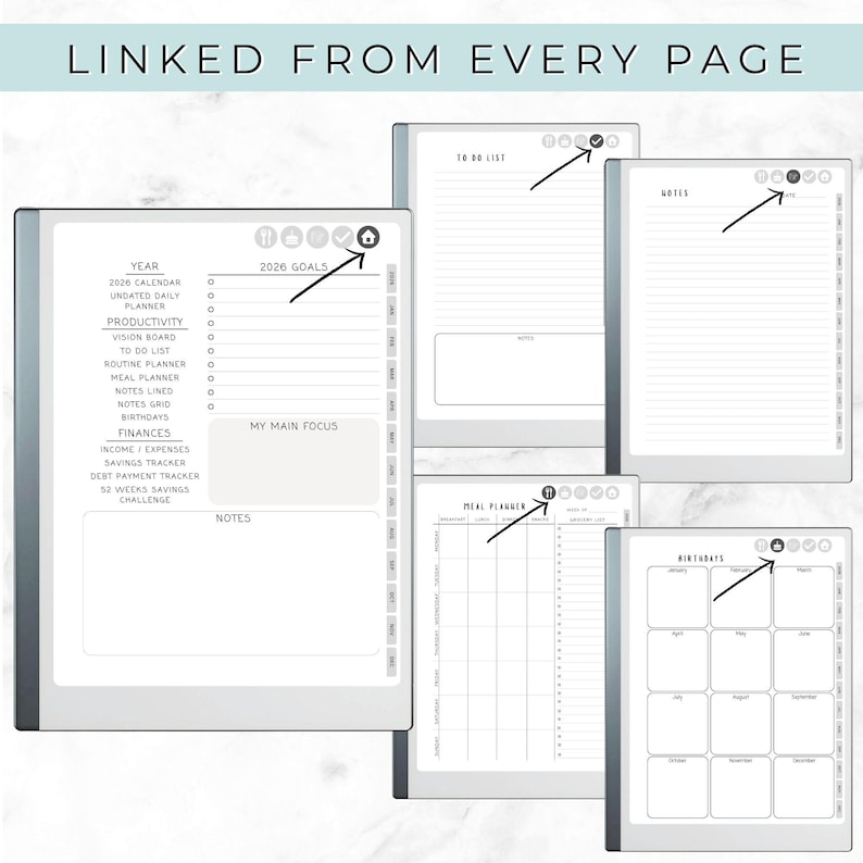 Price Reduced! Remarkable 2 Digital Planner 2026 | Hyperlinked Weekly ...