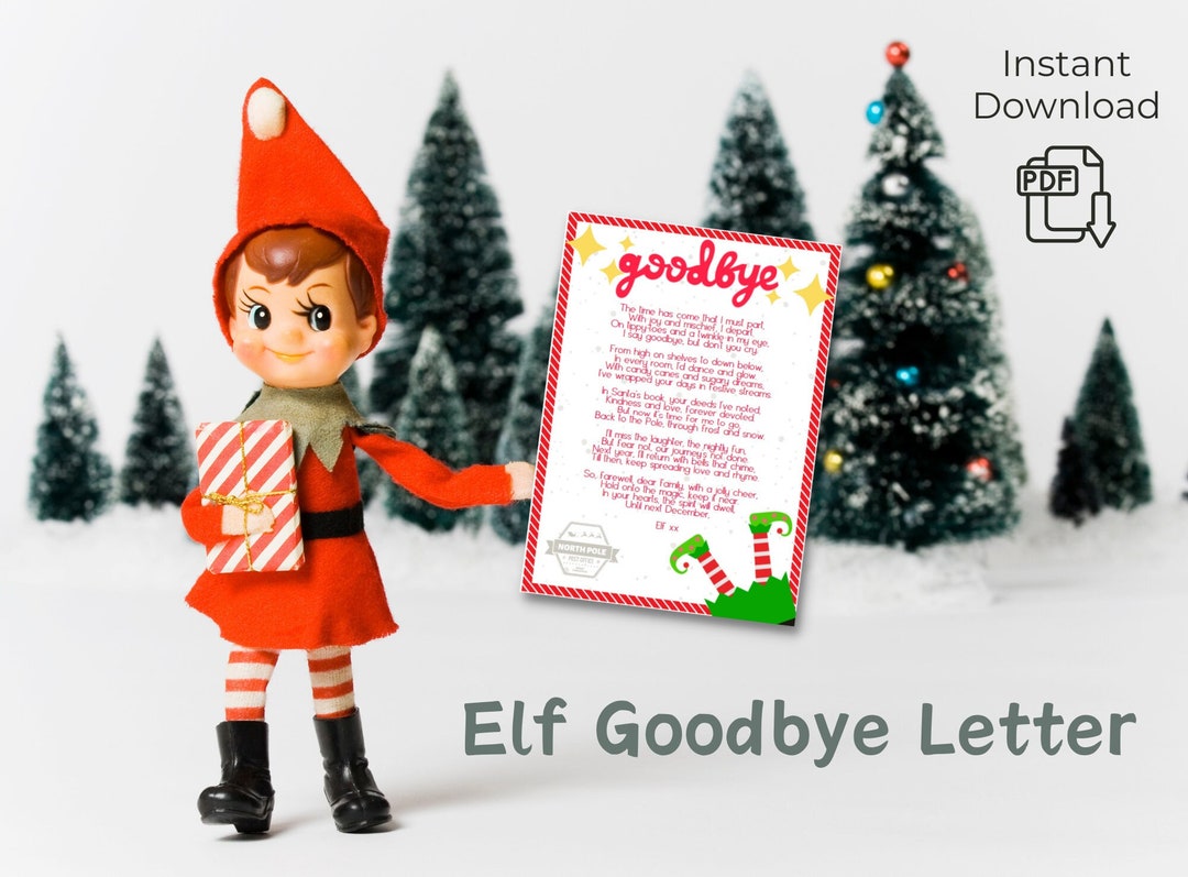Farewell Elf Letter, Elf Goodbye Letter, Elf Departure Letter, Goodbye ...