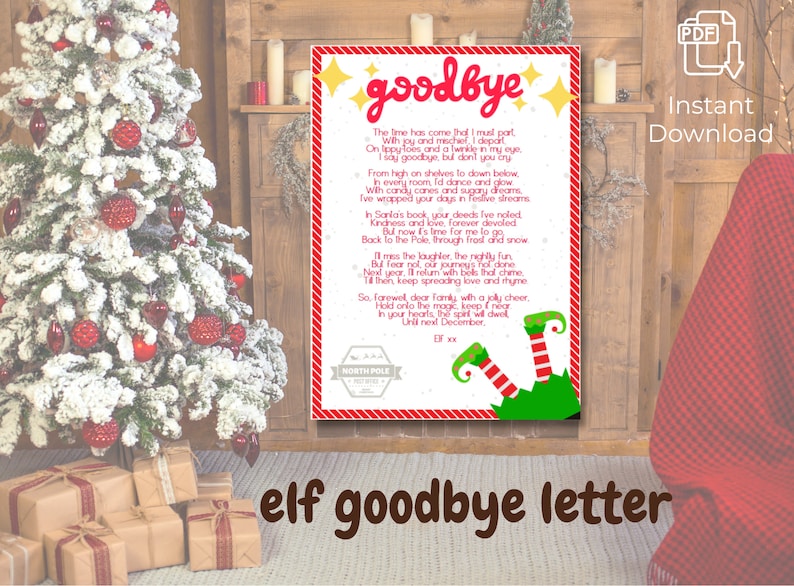 Farewell Elf Letter, Elf Goodbye Letter, Elf Departure Letter, Goodbye ...
