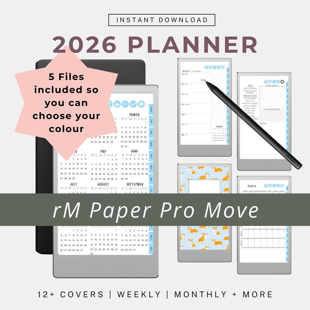 2026 Remarkable Move Weekly Calendar Template RPPM Planner Hyperlinked ...