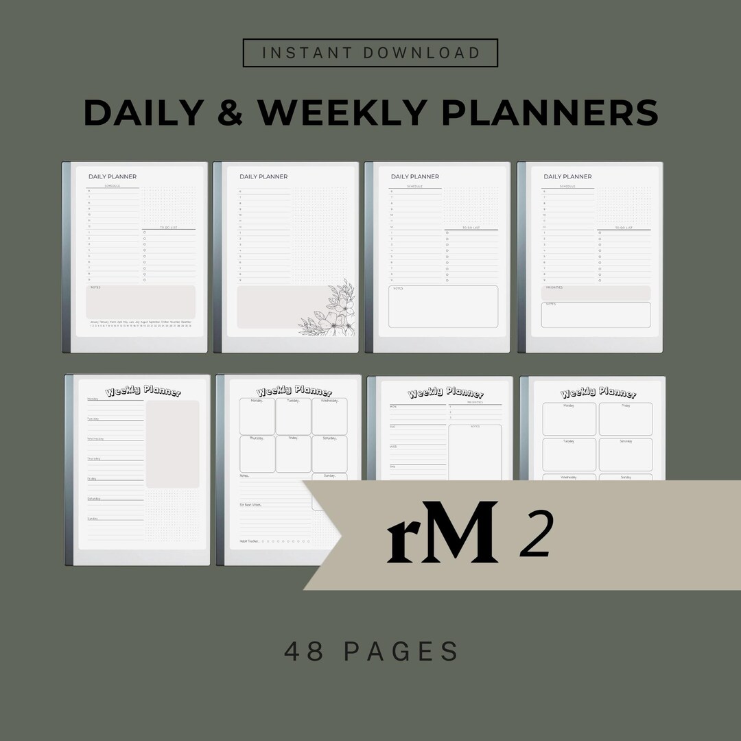 Rm2 Daily & Weekly Templates for Remarkable 2 | Multiple Layouts ...