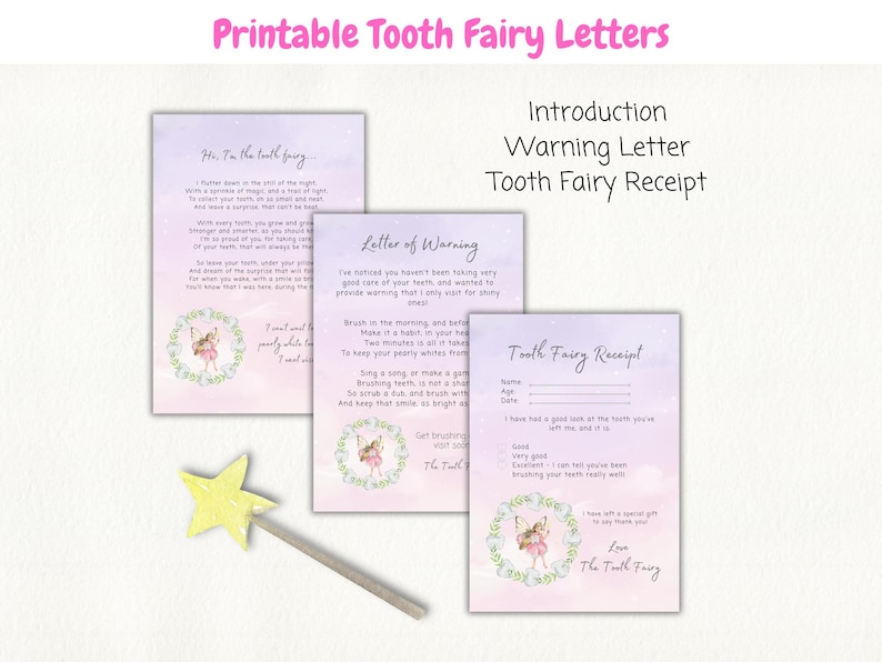 Tooth Fairy Visit Letter, Bundle Pack, Introduction Letter, Warning ...