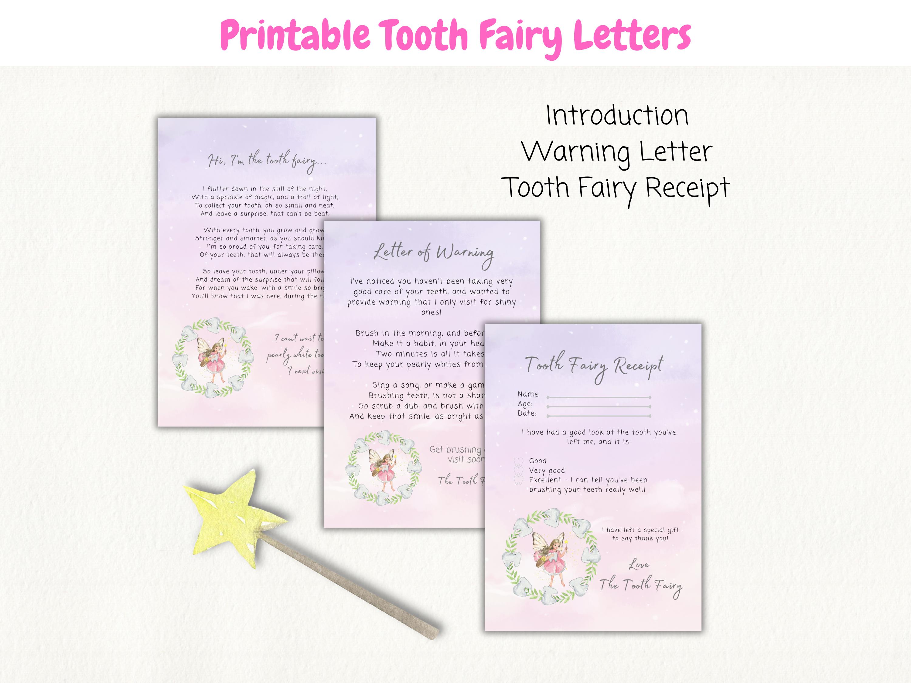Tooth Fairy Visit Letter, Bundle Pack, Introduction Letter, Warning ...