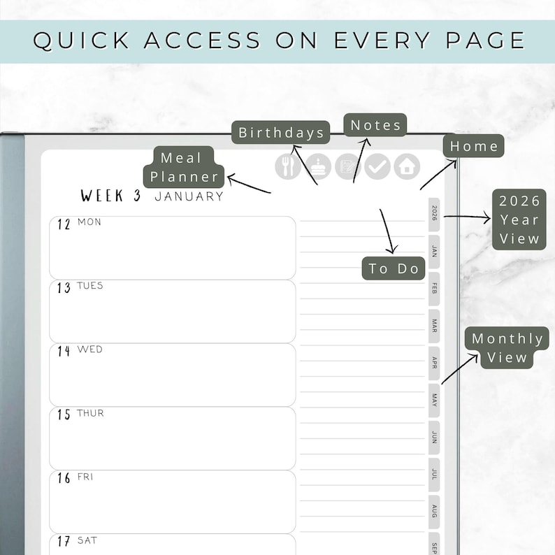 Remarkable 2 Digital Planner 2026 | 3 Styles Included Hyperlinked Top ...
