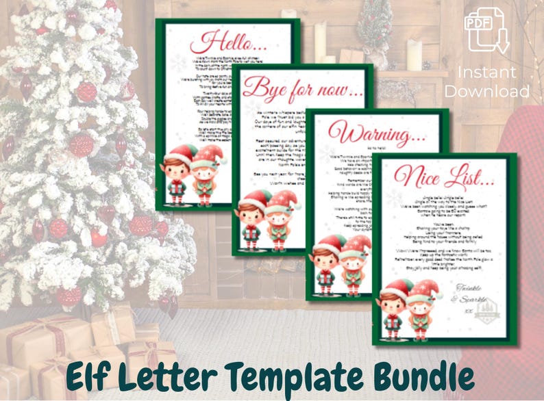 Christmas Elf Letters Printable Bundle | 4 Elf Letters Plus 50 Activity ...