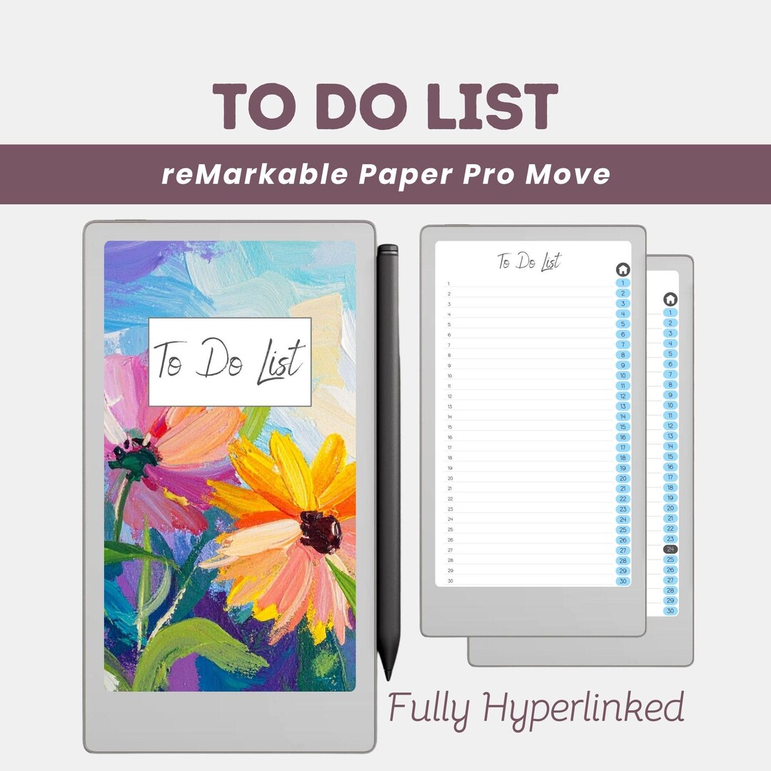 Hyperlinked to Do List PDF for Remarkable Paper Pro | 30 Tasks With ...