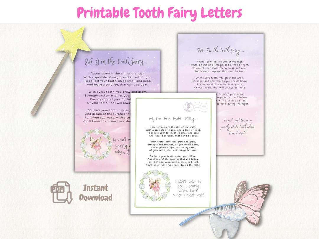 Tooth Fairy Visit Letter, Bundle Pack, Introduction Letter, Warning ...