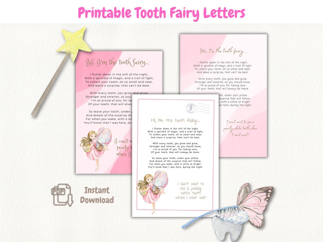 Tooth Fairy Printable Bundle | Lost Tooth Certificate Receipt Letter ...