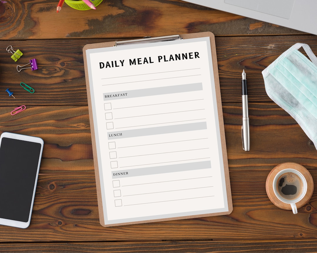 Daily Meal Planner & Grocery List Printable PDF Meal Prep Menu Planner ...