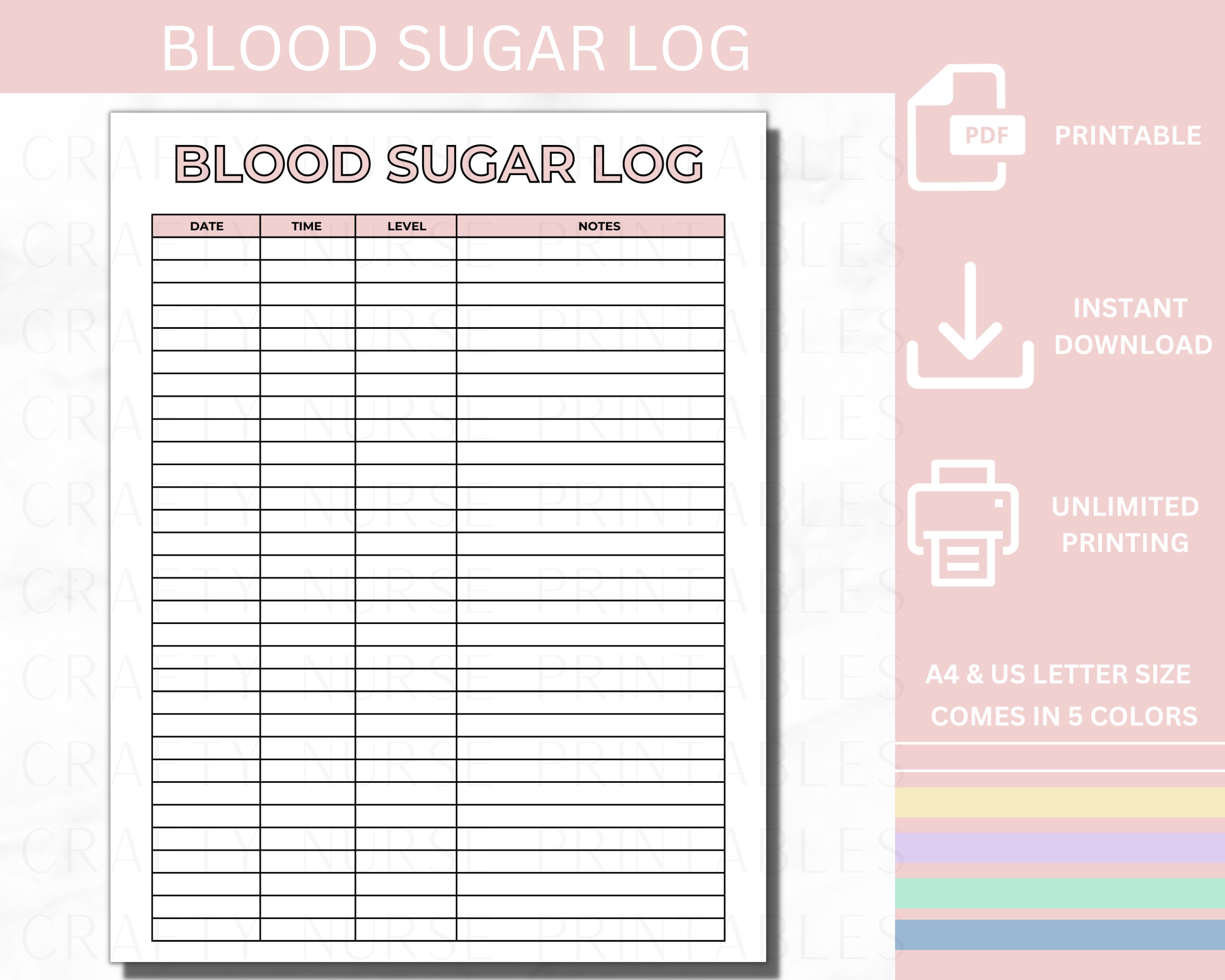 Blood Sugar Log, Blood Sugar Tracker, Blood Glucose Tracker, Diabetes ...