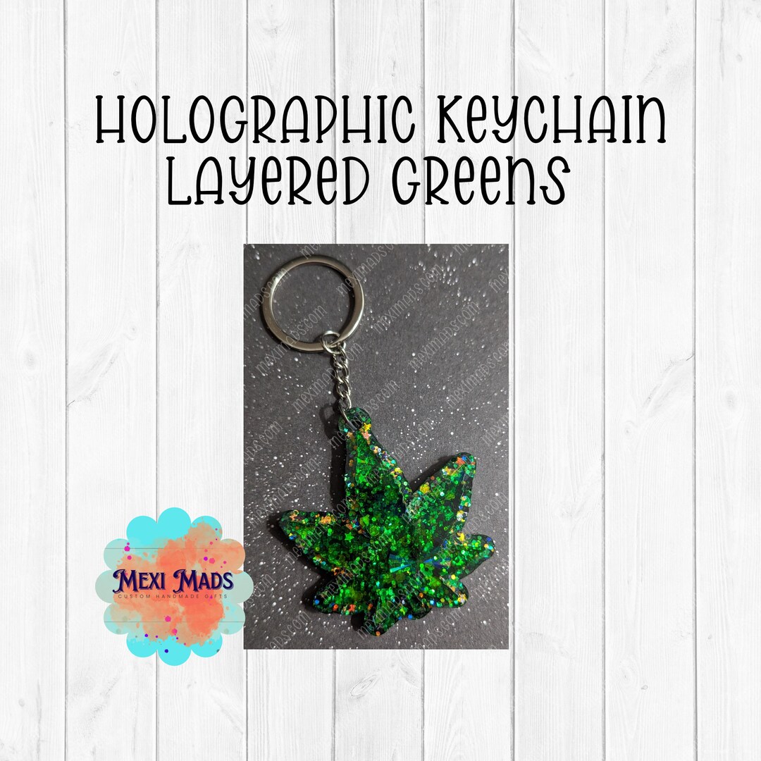 Key Chain Layered Greens holographic - Etsy