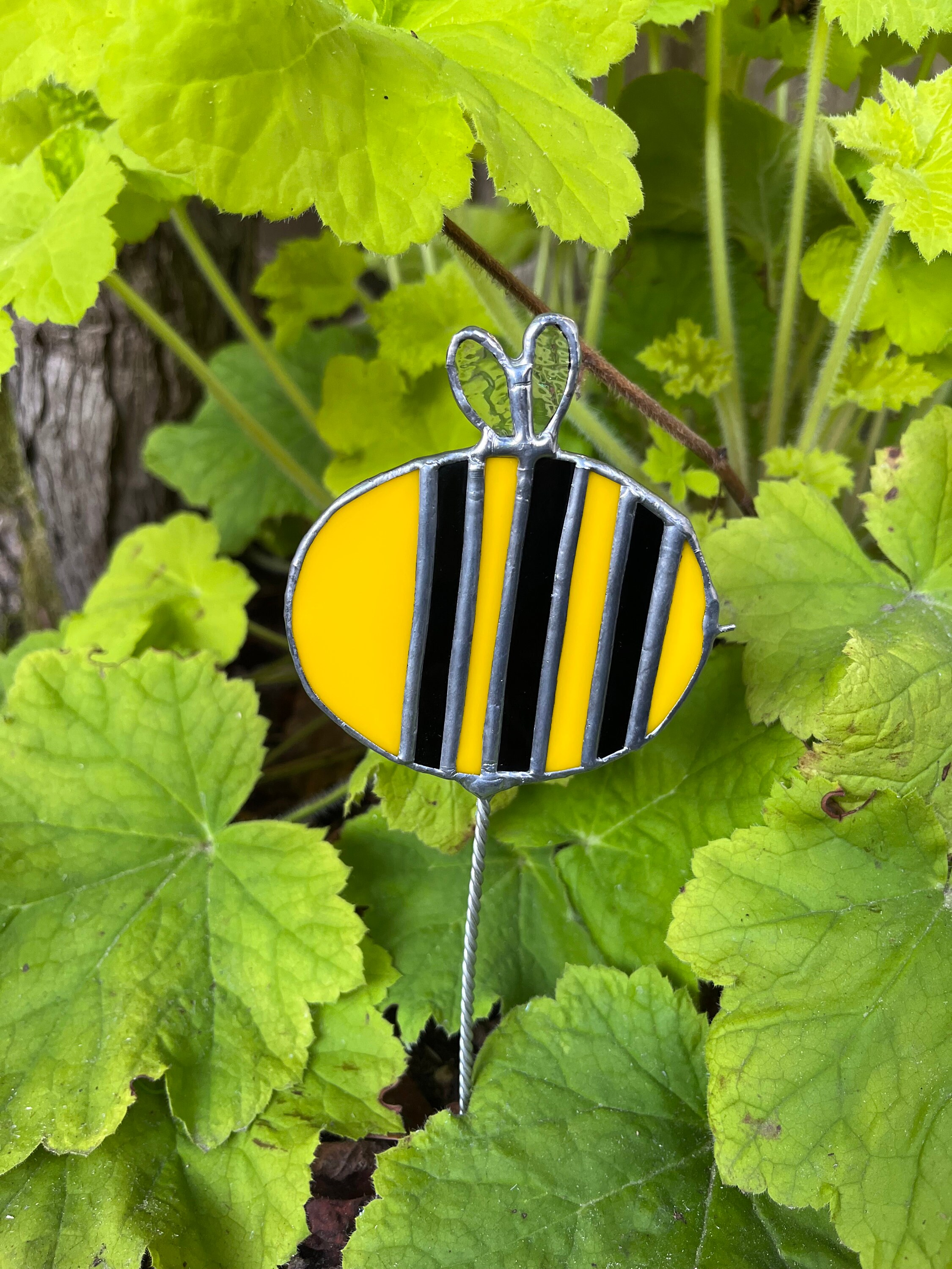 Bumble Bee Planter Stake Stained Glass Chunky Animal Bug Plant ...