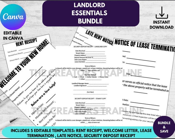 Set of 10 Landlord Template Bundle, Landlord Lease Forms Bundle ...