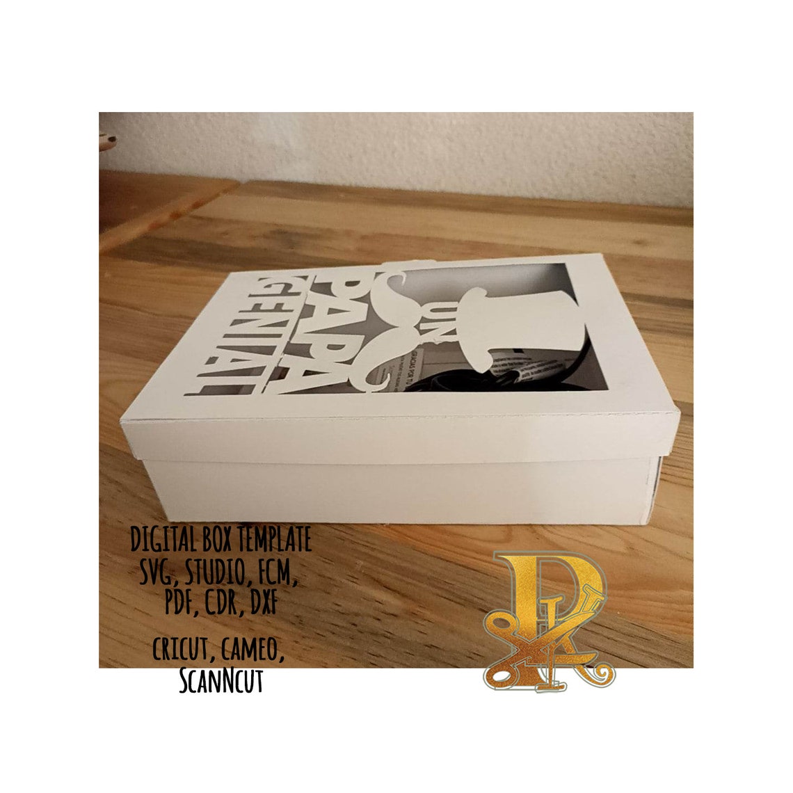 Plantilla caja Día del Padre svg, studio, fcm, Pdf, cdr, dxf Cricut corte láser silhouette cameo ...
