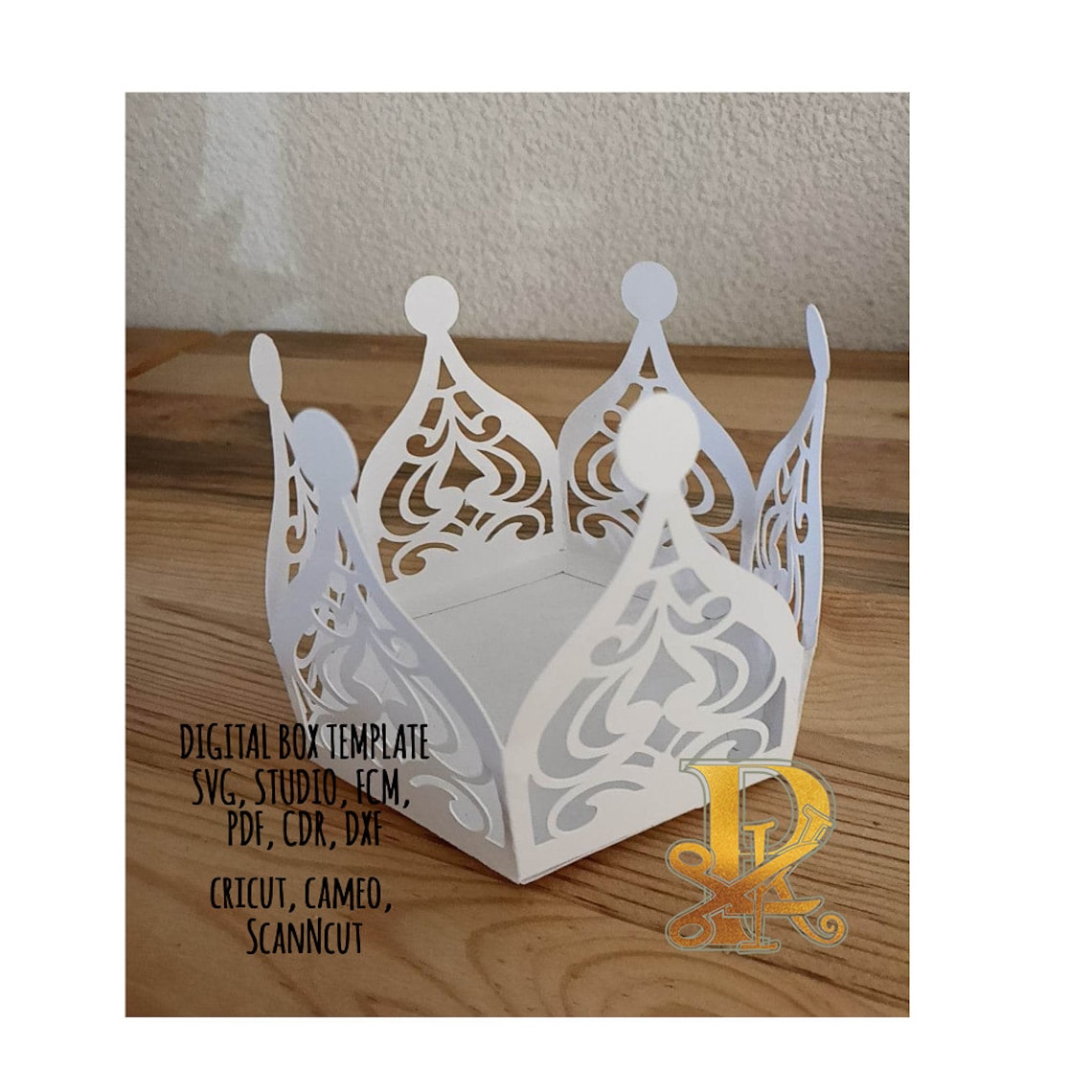 Plantilla caja Corona / Crown svg, studio, fcm, Pdf, cdr, dxf Cricut ...