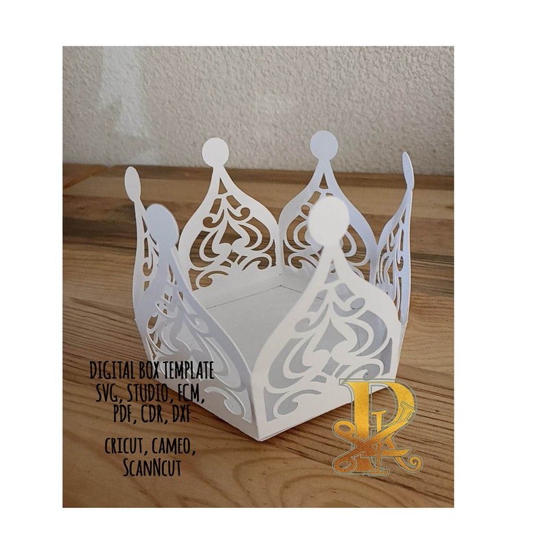 Plantilla caja Corona / Crown svg, studio, fcm, Pdf, cdr, dxf Cricut ...