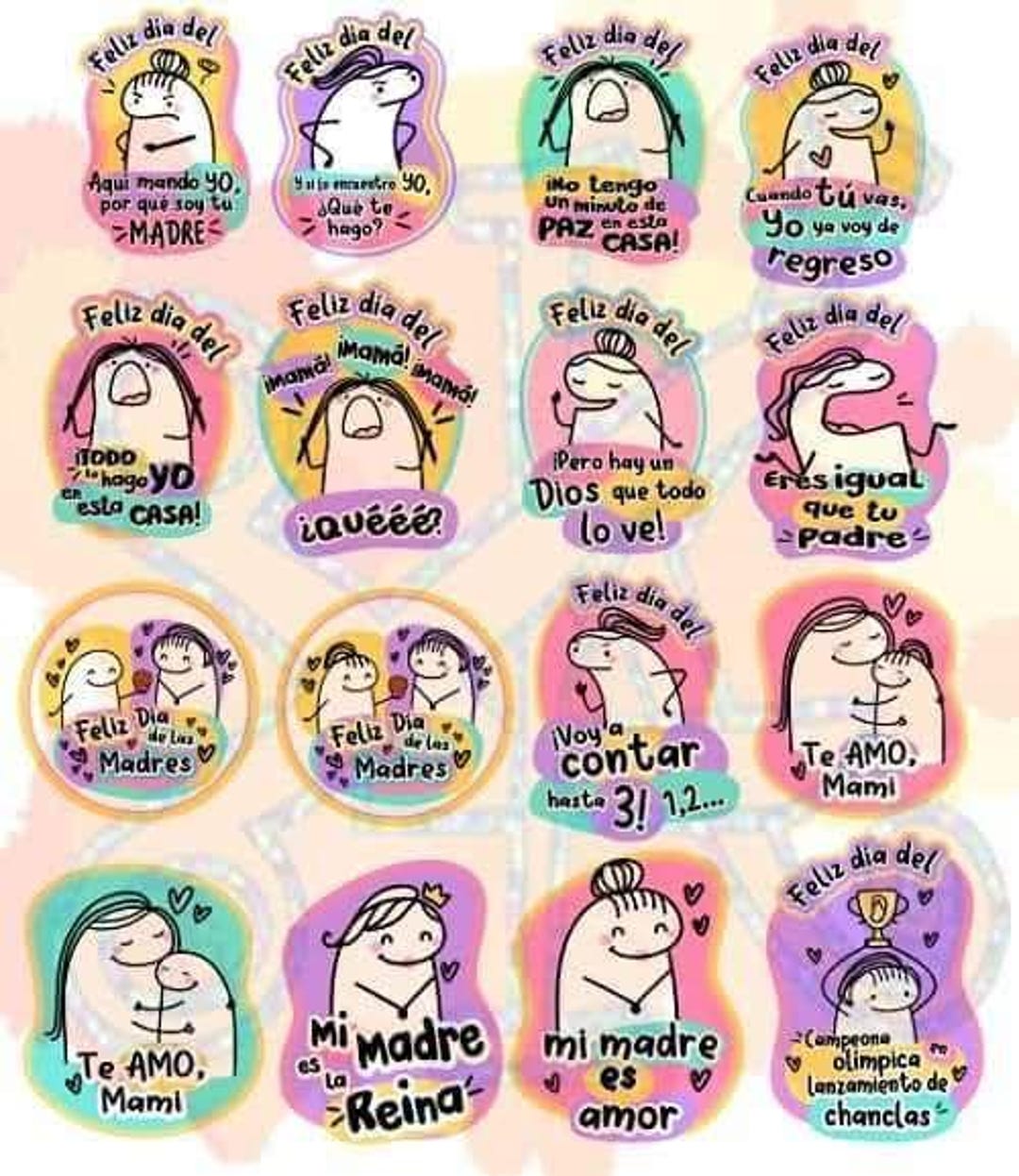 Stickers Flork Día de la madre con frases PNG Cricut- corte láser ...