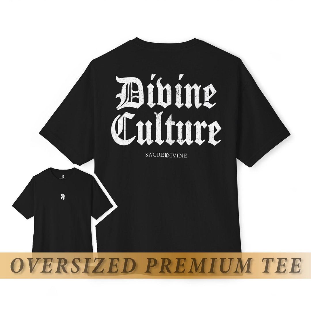 DIVINE CULTURE Oversized Graphic Tee Bible Jesus Christian Shirts ...