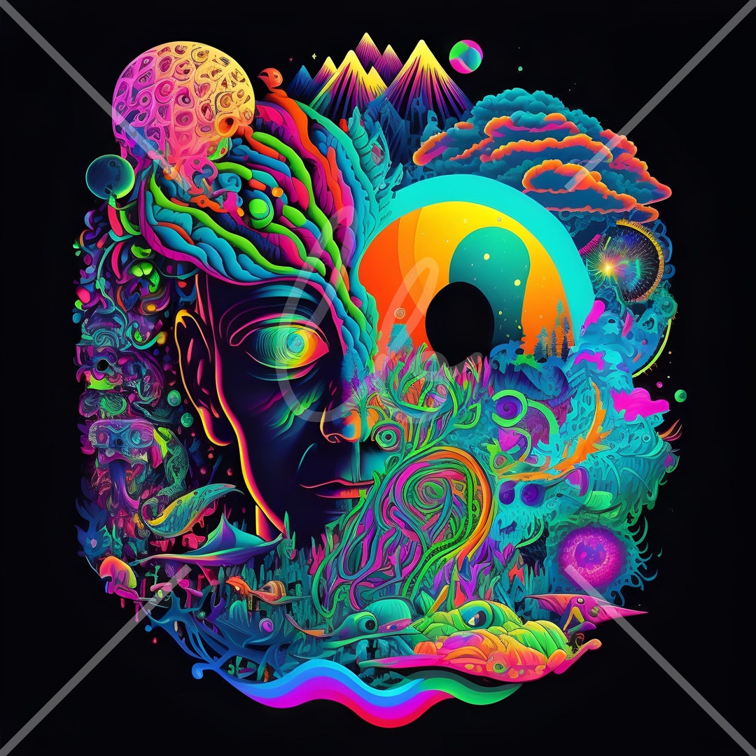 3 Trippy Psychedelic Neon Digital Image Files - Etsy