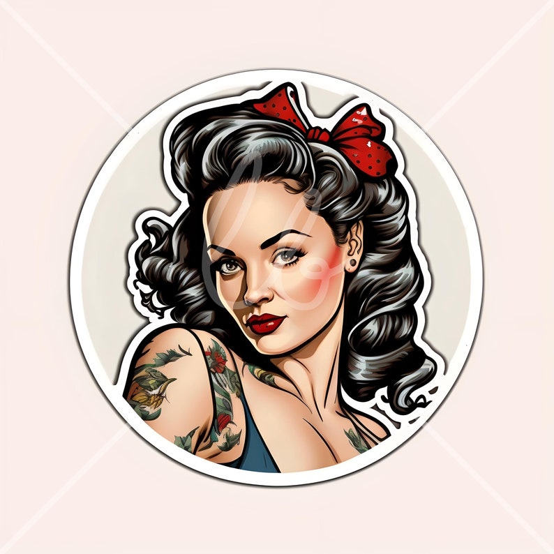 7 Tattooed Pin up Girl Stickers - Etsy