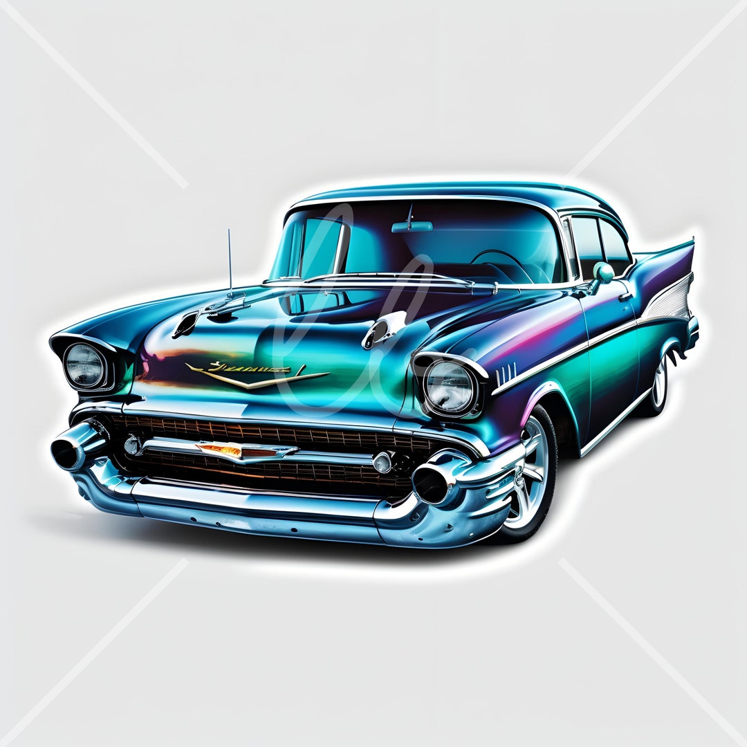 4 Blue Classic Car Stickers - Etsy