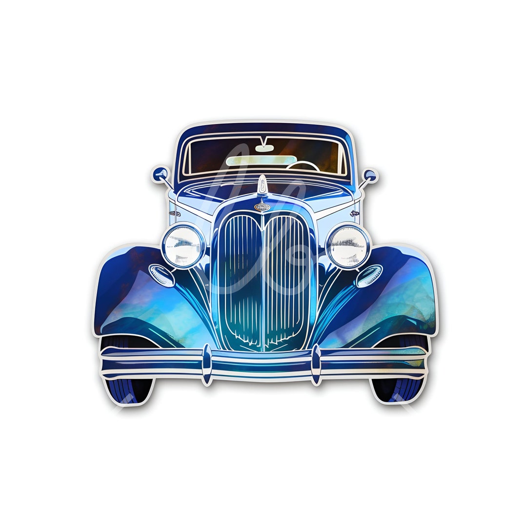 4 Blue Classic Car Stickers - Etsy