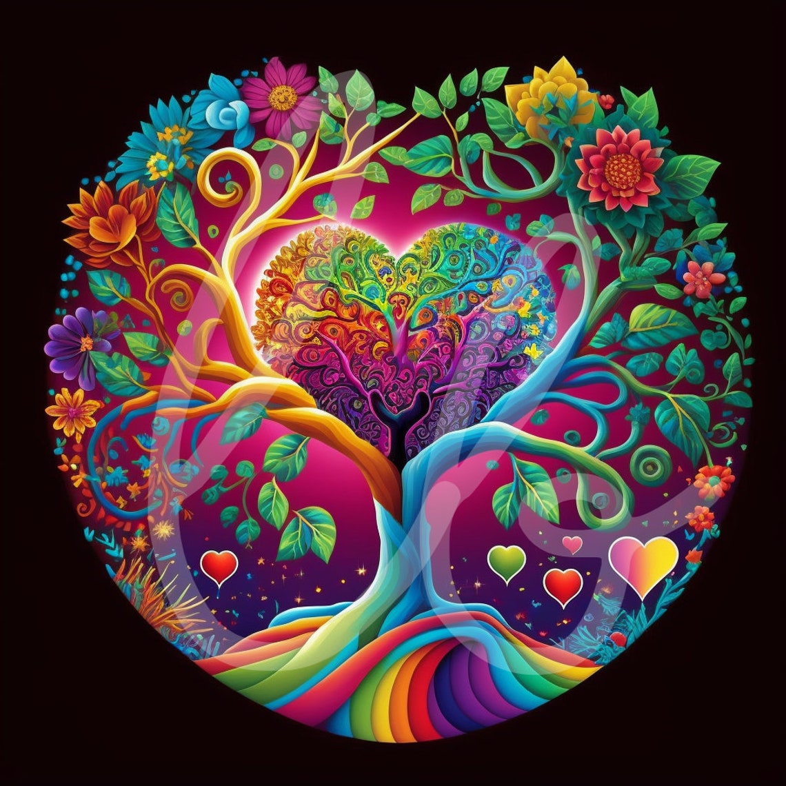 4 Rainbow Colors Tree of Life Digital Files - Etsy