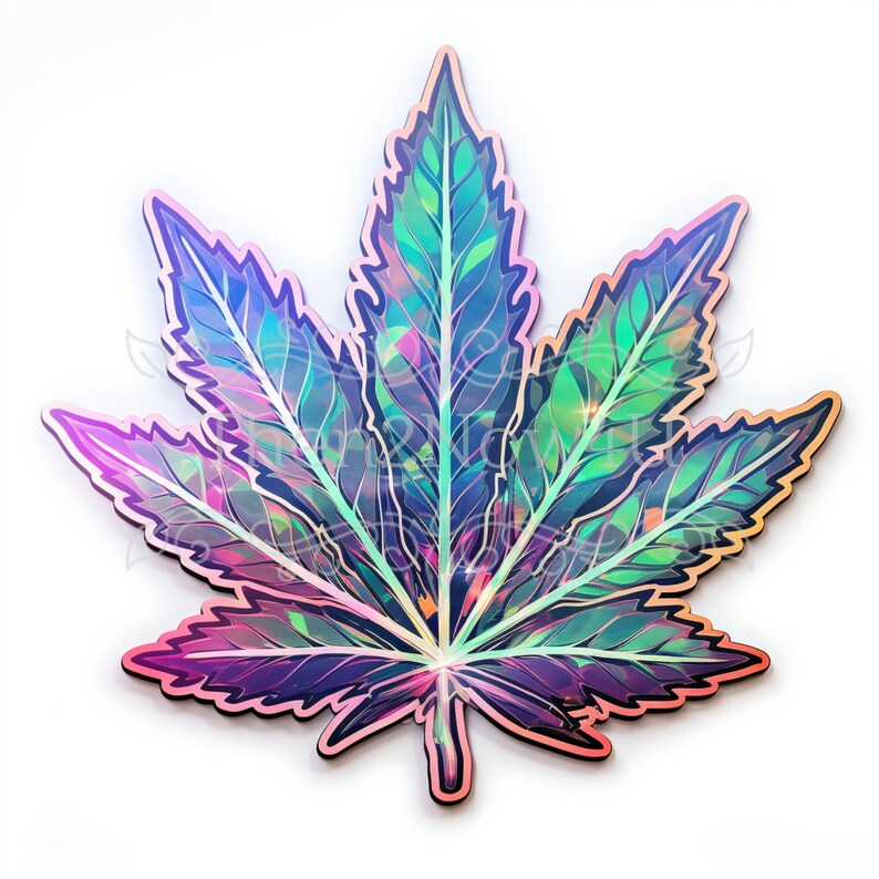 4 Holographic Cannabis Stickers - Etsy