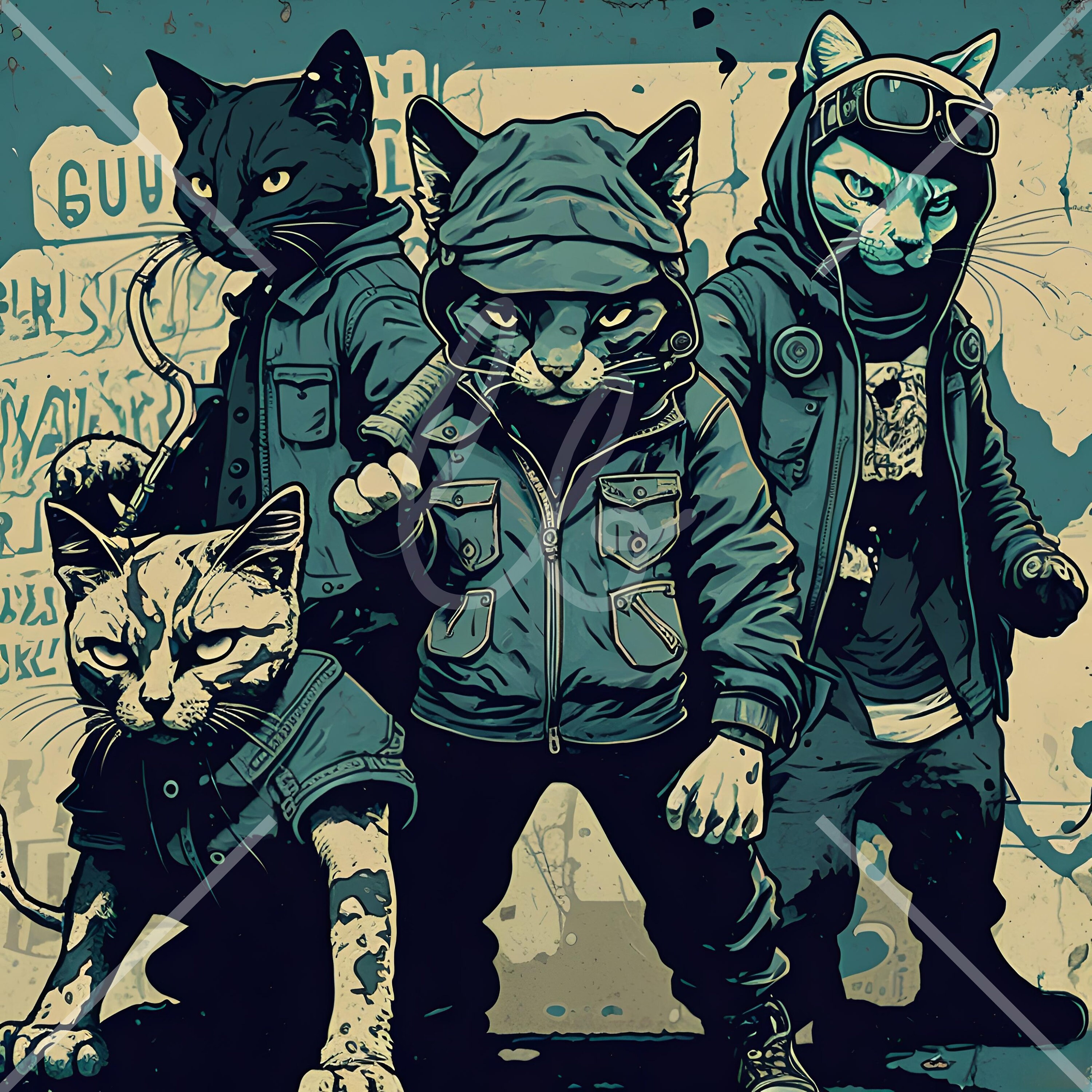 4 Thug Life Cat Gang Digital Image Files - Etsy