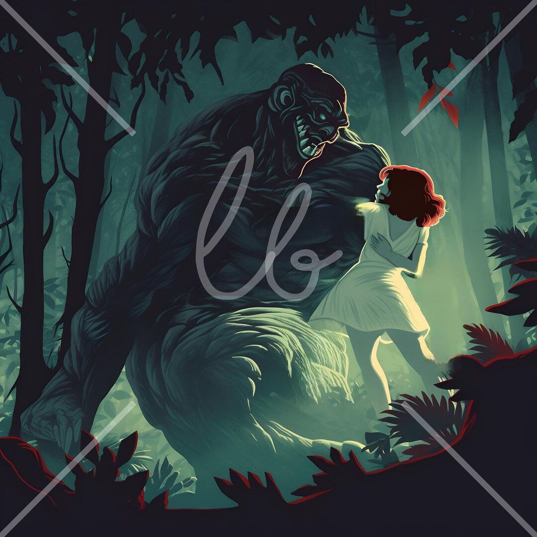 4 Damsel in Distress Monster Pulp Fiction Style Digital Image - Etsy