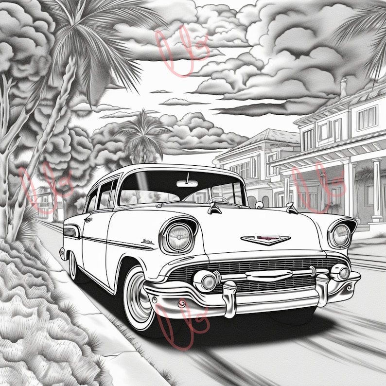 5 Classic Car Coloring Pages (Download Now) - Etsy